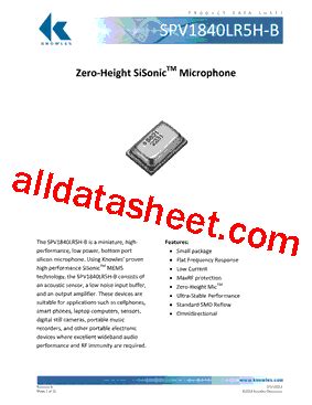 SPV LR H B Datasheet PDF Knowles Electronics