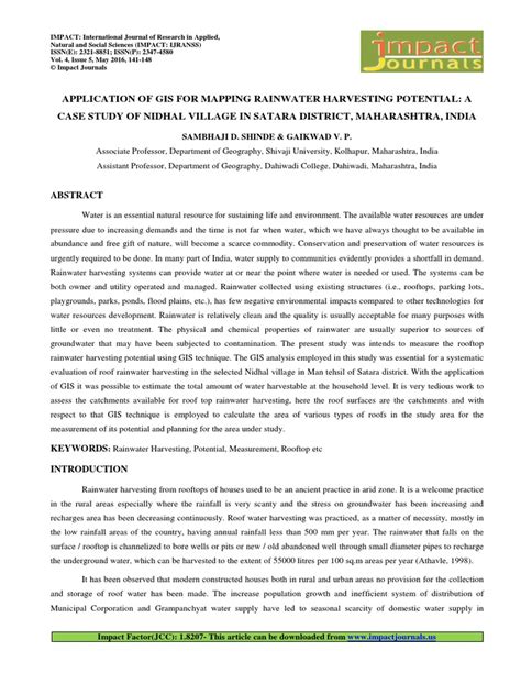 Pdf Application Of Gis For Mapping Rainwater Harvesting Potential A