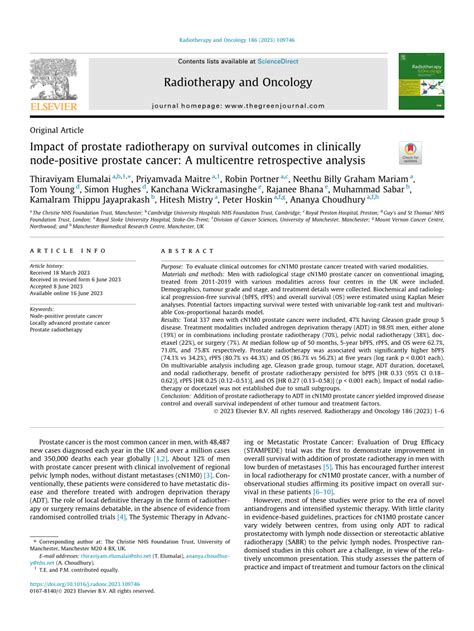 PDF Impact Of Prostate Radiotherapy On Survival Outcomes In