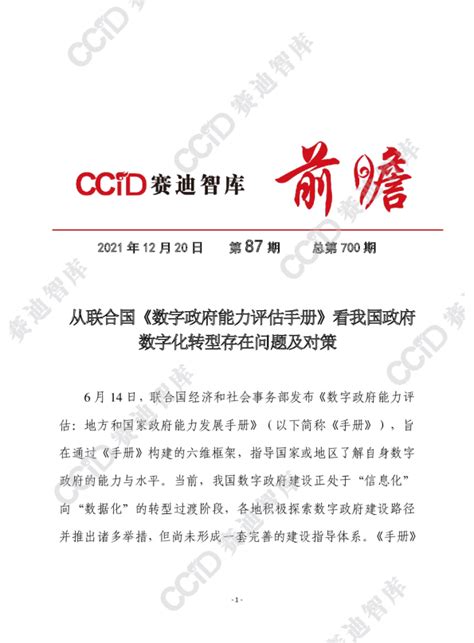 从联合国《数字政府能力评估手册》看我国政府数字化转型存在问题及对策建议（信软所）终发