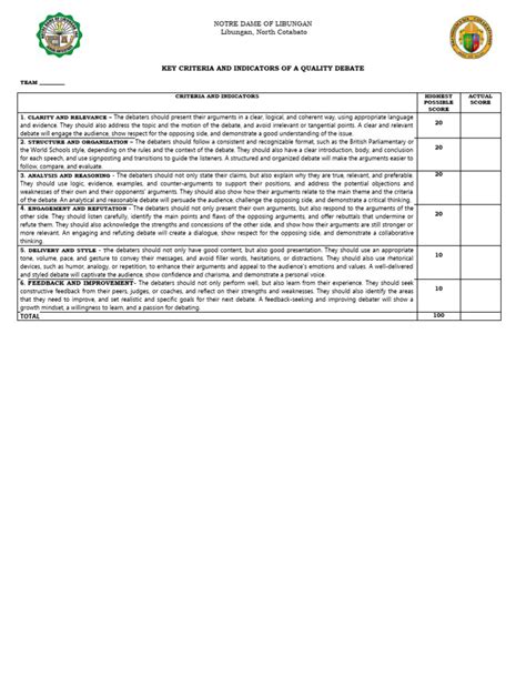 Debate Criterial For Judging Pdf Argument Cognition