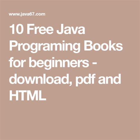 10 free java programing books for beginners download pdf and html