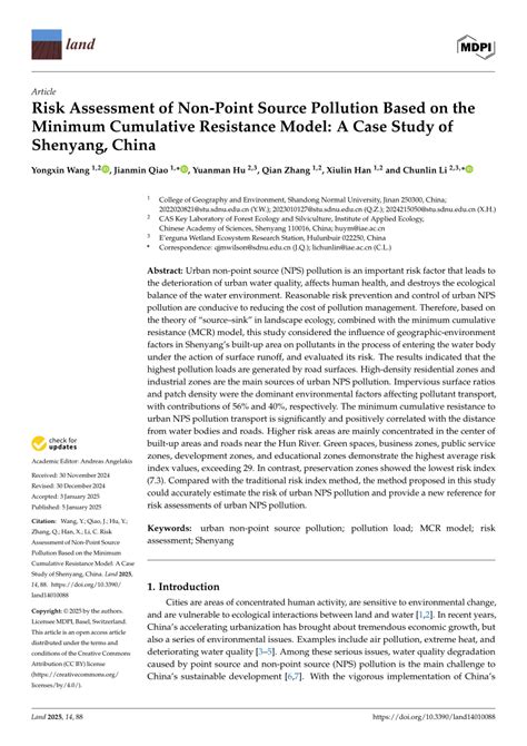 Pdf Risk Assessment Of Non Point Source Pollution Based On The