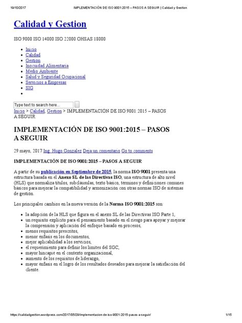 Implementacion Iso 9001 2015 Pdf Usan