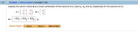 Solved 5 0 1 Points Previous Answers Larlinalg8 2 1 049