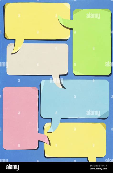 Multicolored Communication Speech Bubbles Overlapping On Blue