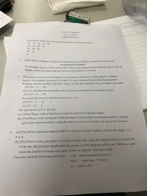 Solved Cs1003302 Midiem 15 Please Write Nests Or For Loops