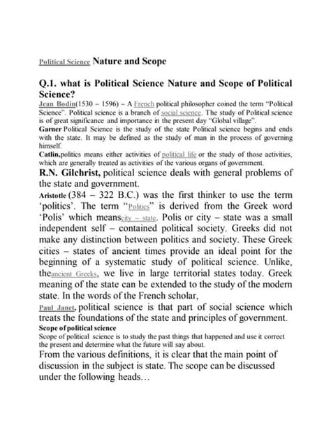 The Nature And Scope Of Political Science