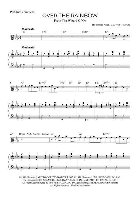 Over The Rainbow Arr Alex Nunes Rodrigues Sheet Music Judy Garland