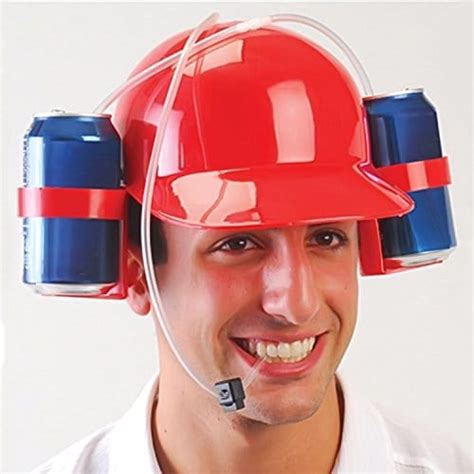 Novelty Place Drinking Helmet Can Holder Drinker Hat Cap With Straw