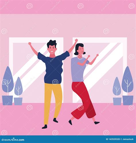 Couple Having Fun And Dancing Stock Vector Illustration Of Person