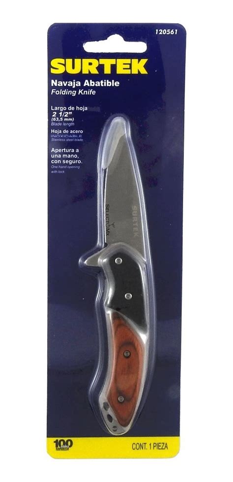 Navaja Abatible Acero Inoxidable Surtek Compacta C Madera MercadoLibre