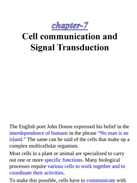 Cell Communication And Signal Transduction Pdf Cell Signaling