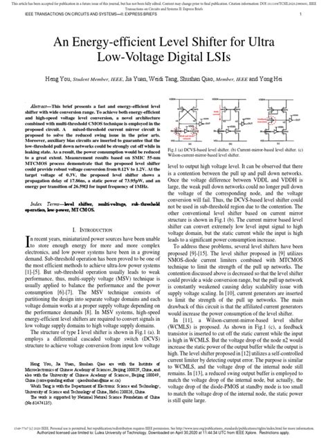 An Energy Efficient Level Shifter For Ultra Low Voltage Digital Lsis