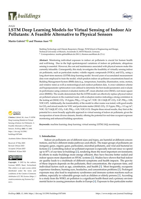 Pdf Lstm Deep Learning Models For Virtual Sensing Of Indoor Air Pollutants A Feasible