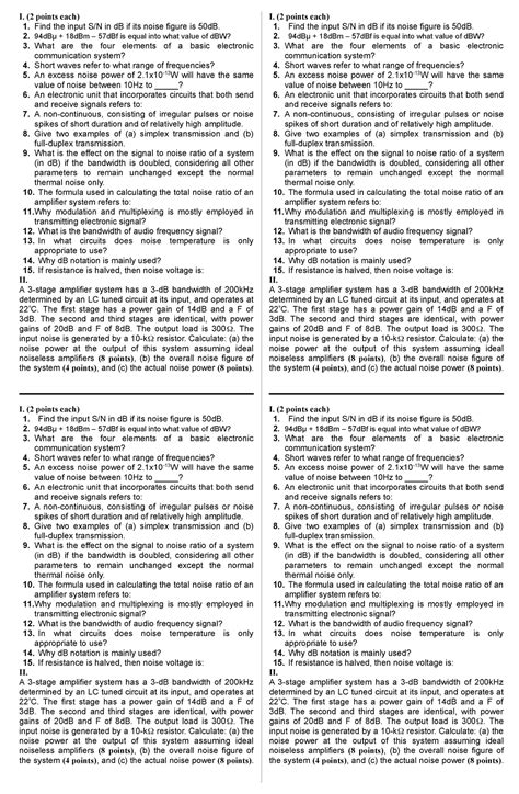 Comm Q St Sem Exams I Points Each Find The Input S N In DB If Its Noise