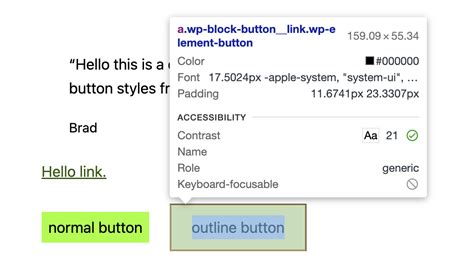 Outline Button Ignores Custom Padding From Global Styles Issue Wordpress Gutenberg
