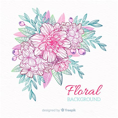 손으로 그린 꽃 배경 무료 벡터