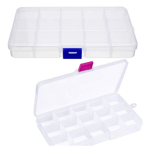 Buy Organiser Box 2pcs Small Craft Storage Boxes With Compartments Clear Plastic Storage Screw