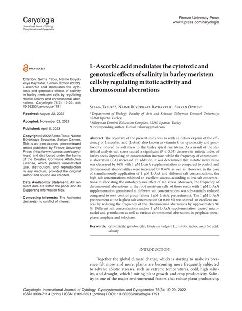 Pdf L Ascorbic Acid Modulates The Cytotoxic And Genotoxic Effects Of