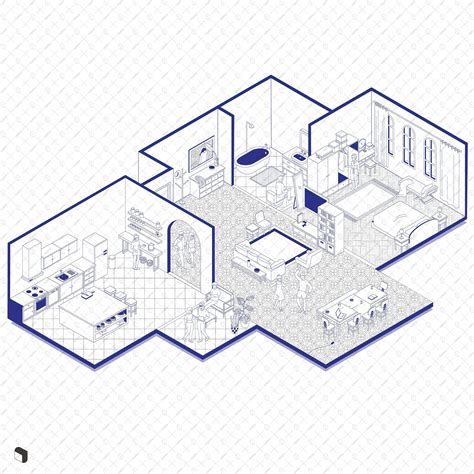 Axonometric Cad Home Furniture Interior Design Presentation Diagram Architecture