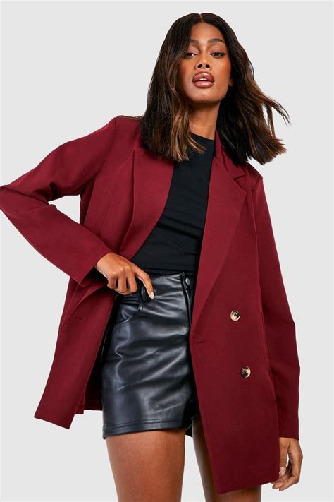 Basic Double Breasted Oversized Blazer Boohoo Uk