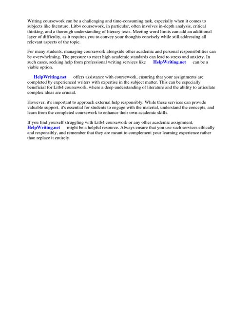 Litb4 Coursework Word Limit Pdf Thought Essays