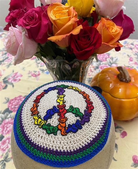 Dancing Bear Peace Sign Kippah Or Any Patch You Like On Etsy