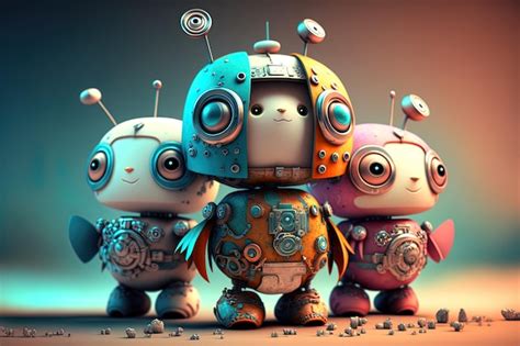 premium ai image adorable team robot