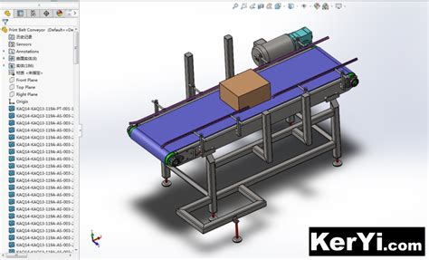 印刷带式输送机3d数模图纸 Solidworks设计 Keryi