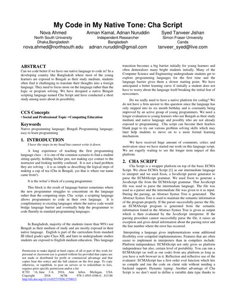 Pdf Chascript Breaking Language Barrier Using A Bengali Programming