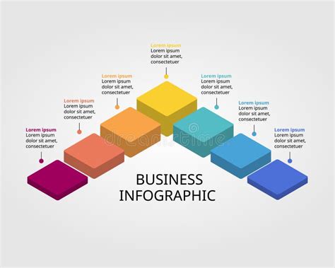 Square Chart Level Template For Infographic For Presentation For 7 Element Stock Vector