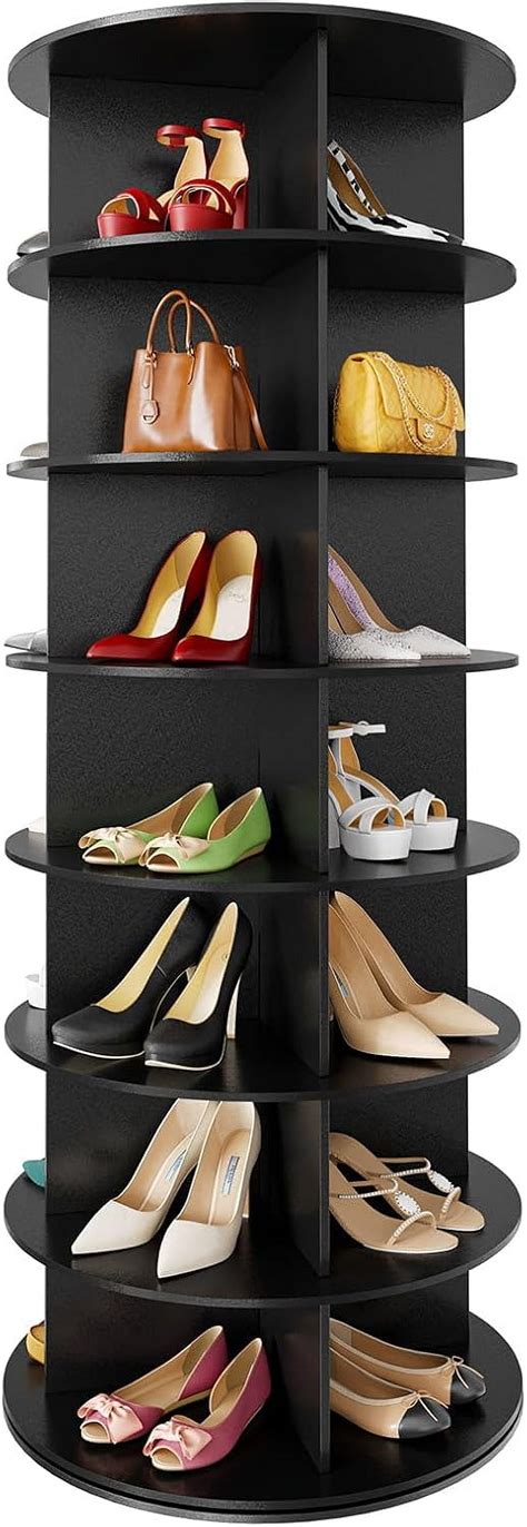 7 Tier Rotating Shoe Rack Tower Spinning Shoe Display Lazy Susan Revolving 360 Shoe Rack