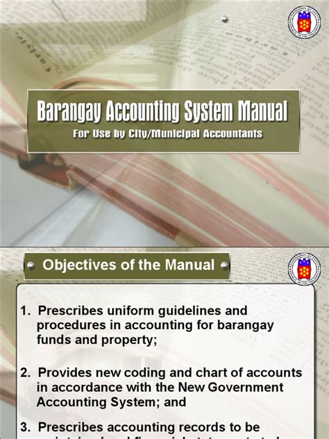 Barangay Accounting System Manual For Use By City Municipal