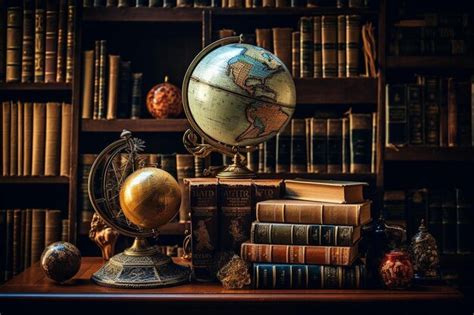 Premium Ai Image A Globe On A Table With A Globe In The Middle