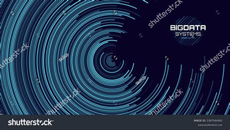Big Data Visualization Circular Concentric Lines Stock Vector Royalty