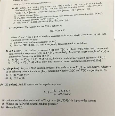 Solved Let X T Cos Wt Theta And Y T Sin Wt Chegg