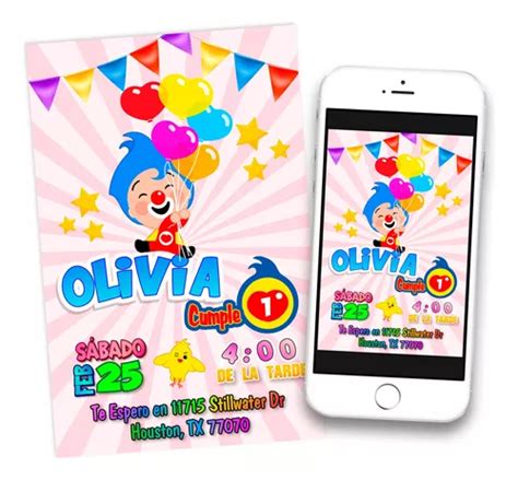 Invitación Digital El Payaso Plim Plim 03 Imprimible Meses sin interés