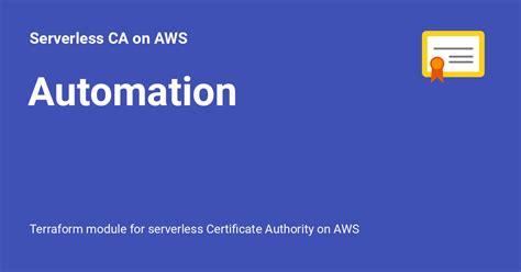 automation serverless ca on aws