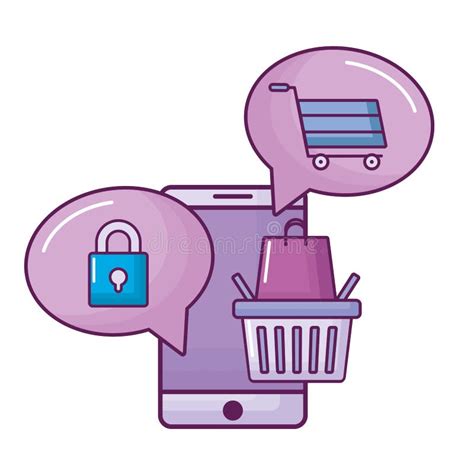 Smartphone With Padlock And Ecommerce Icons Stock Illustration Illustration Of Communicator