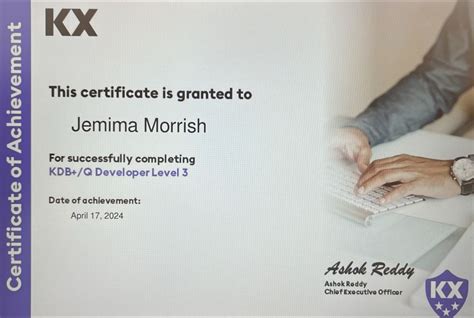 jemima morrish on linkedin kdb kx certificate certification learningjourney