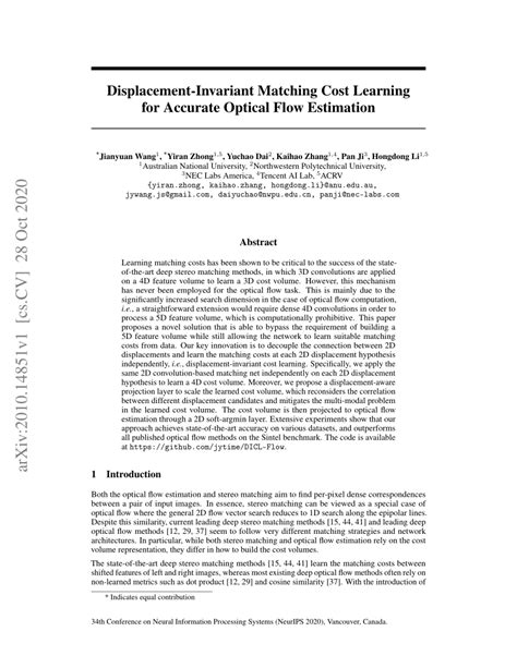 Pdf Displacement Invariant Matching Cost Learning For Accurate