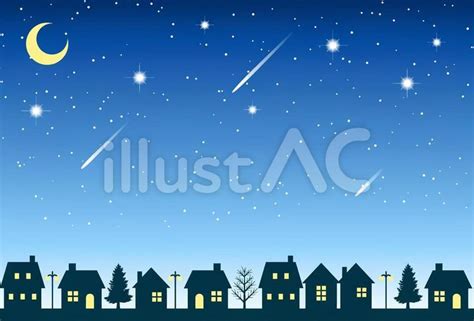 夜の町並みのポストカードヨコイラスト No 2318749｜無料イラスト・フリー素材なら「イラストac」