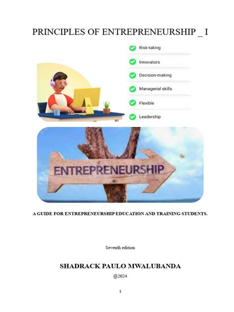Basic Principles Of Entrepreneurship I Mr Shadrack Pm Pdf
