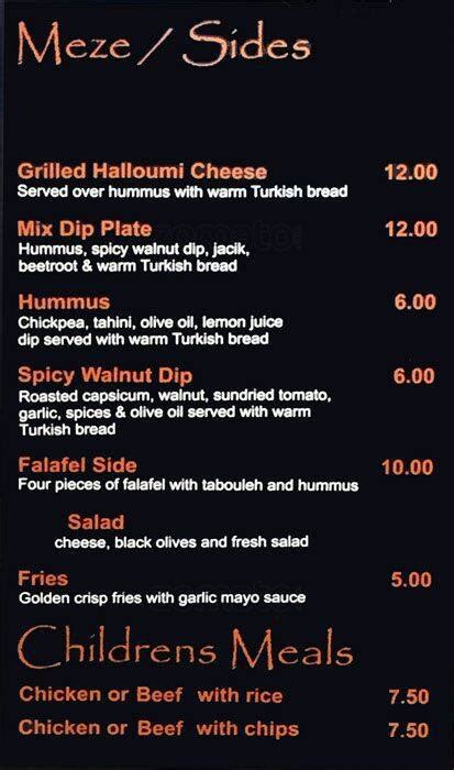 Menu At Zaras Turkish Cafe Upper Hutt