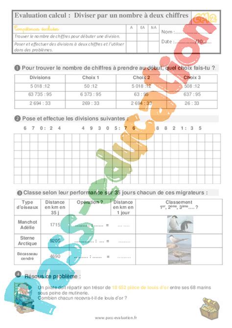 Evaluation Avec Les Corrections Sur Diviser Un Entier Par Un Nombre Deux Chiffres Bilan