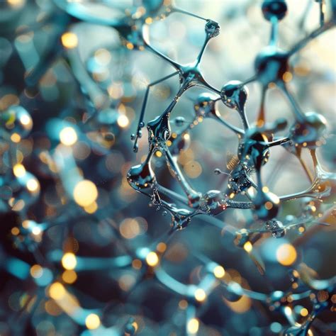 A Close Up Of A Cluster Of Molecules With A Blue Background Premium
