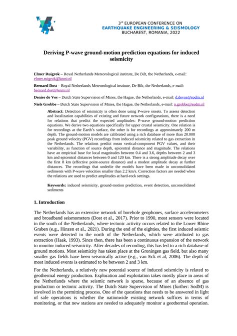 Pdf Deriving P Wave Ground Motion Prediction Equations For Induced Seismicity