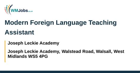 Modern Foreign Language Teaching Assistant Job With Joseph Leckie
