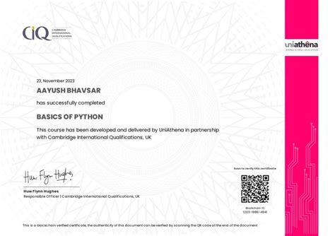 Aayush Bhavsar On Linkedin Pythonprogramming Uniathenacertificate